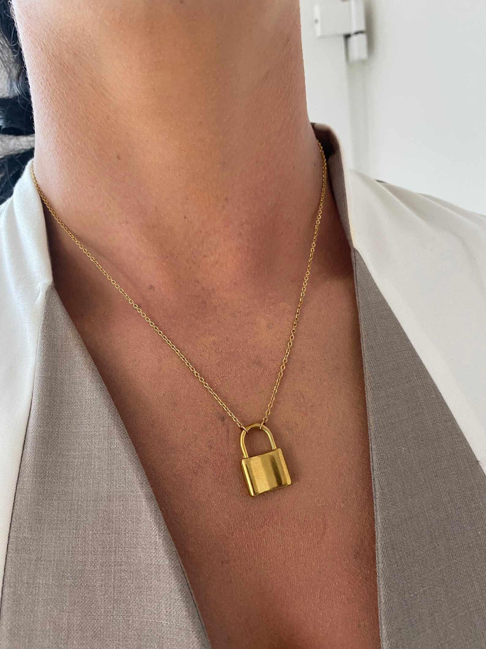 Gold Padlock Chain Necklace Stainless Steel Silver Love Lock - Etsy