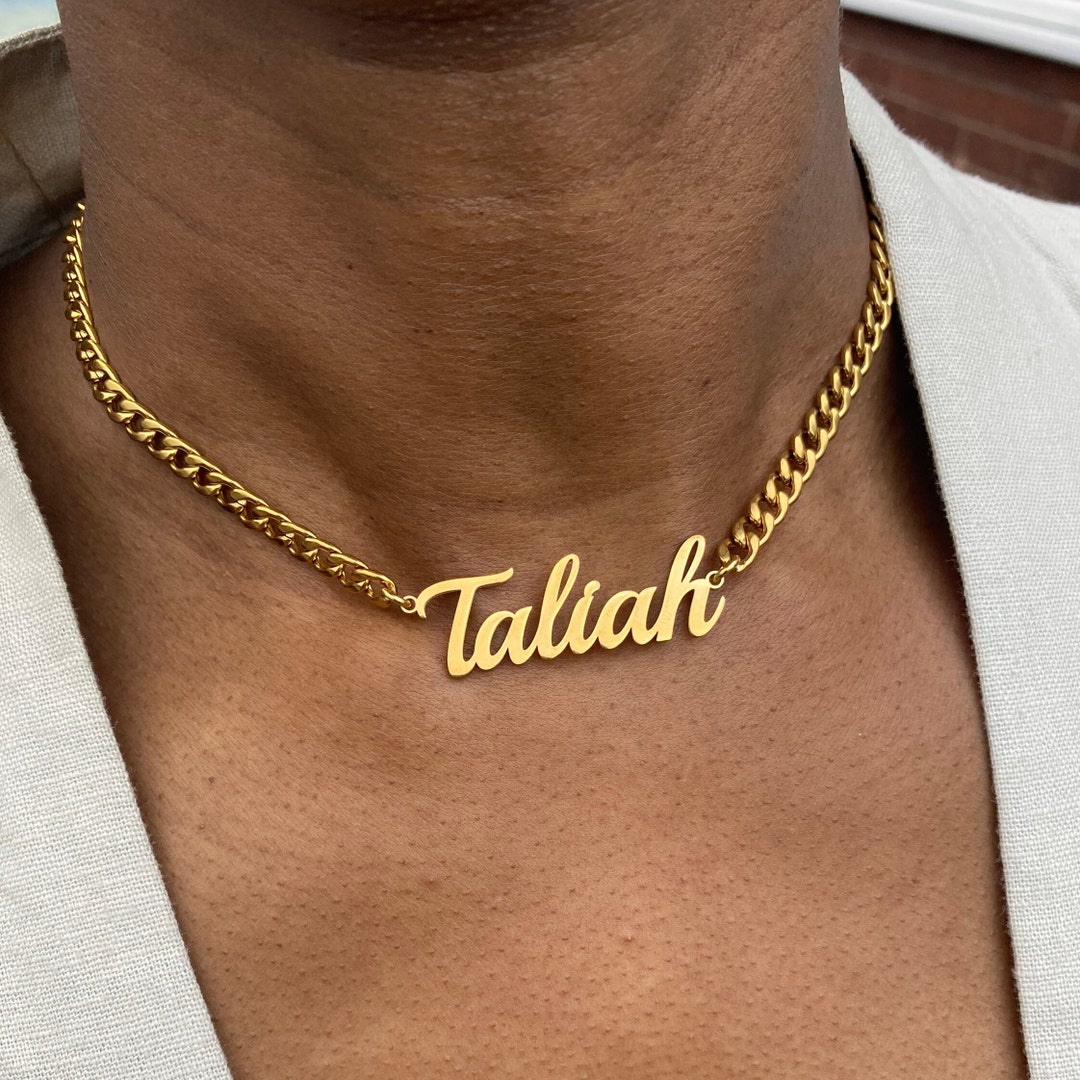 Bold Personalized Name Necklace, Name Necklace, Bold Curb Chain ...