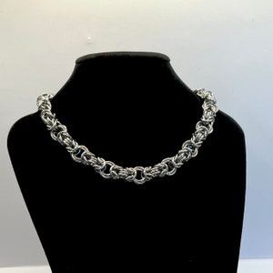 Chunky Mobius Byzantine Necklace, Chainmail Spiral Necklace, Stainless ...
