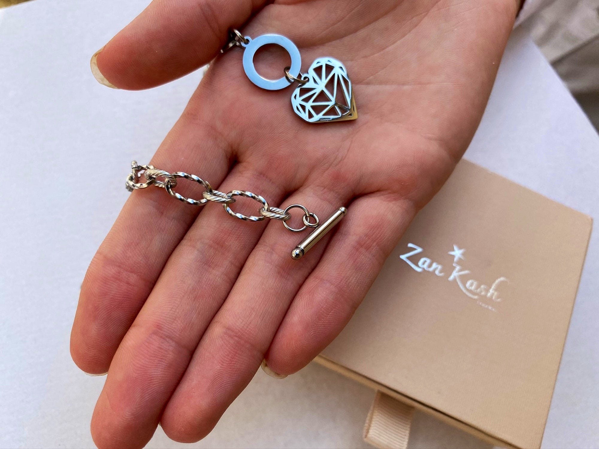 Choker Heart Necklace Chunky Chain Heart Charm Necklace | Etsy