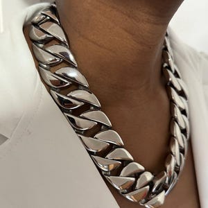 32mm Silver Cuban Curb Chain Necklace, Chunky Stainless Steel Chain ...