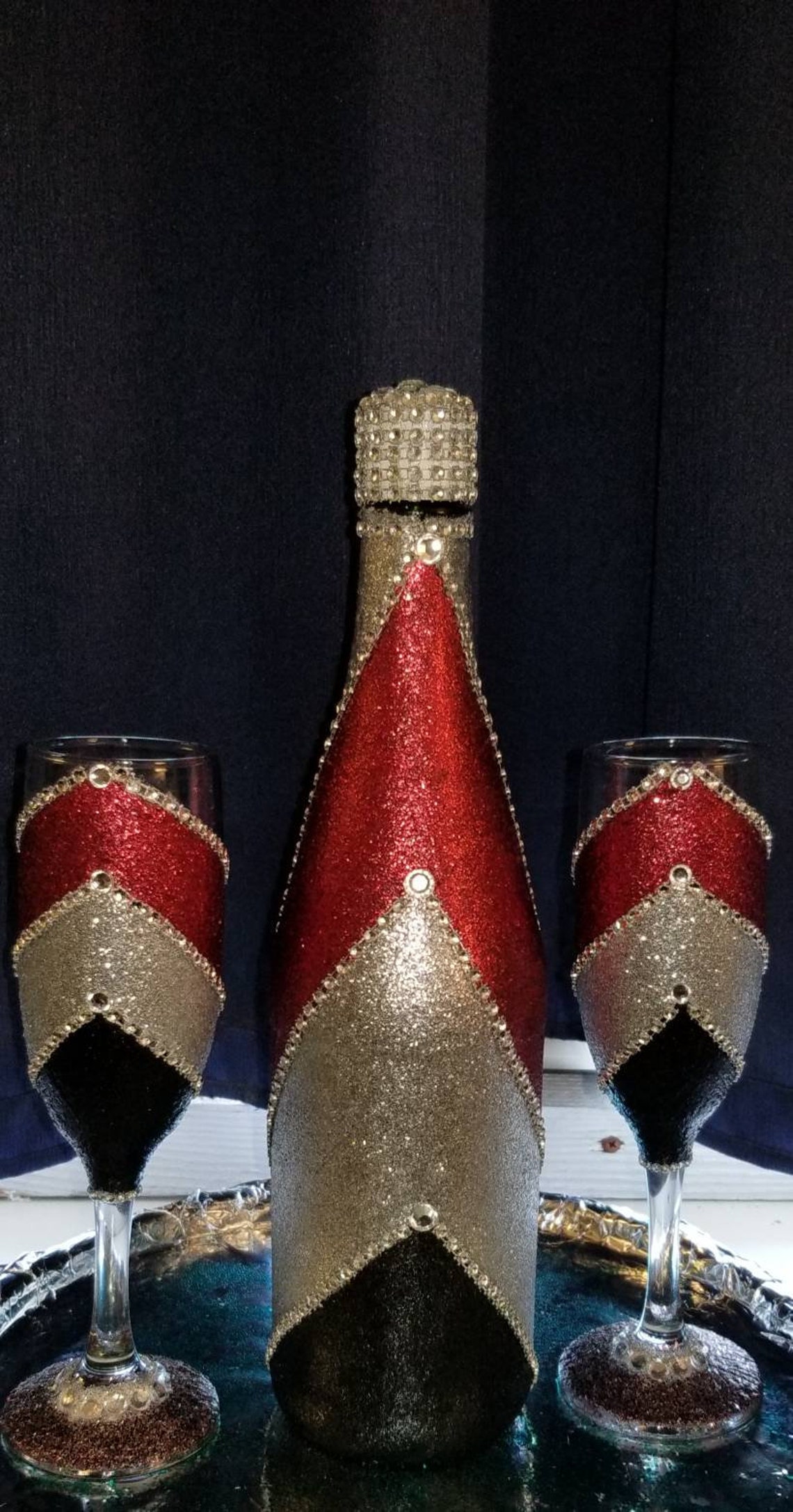 Glittered Bling Bottle & Glassware Sets | Etsy