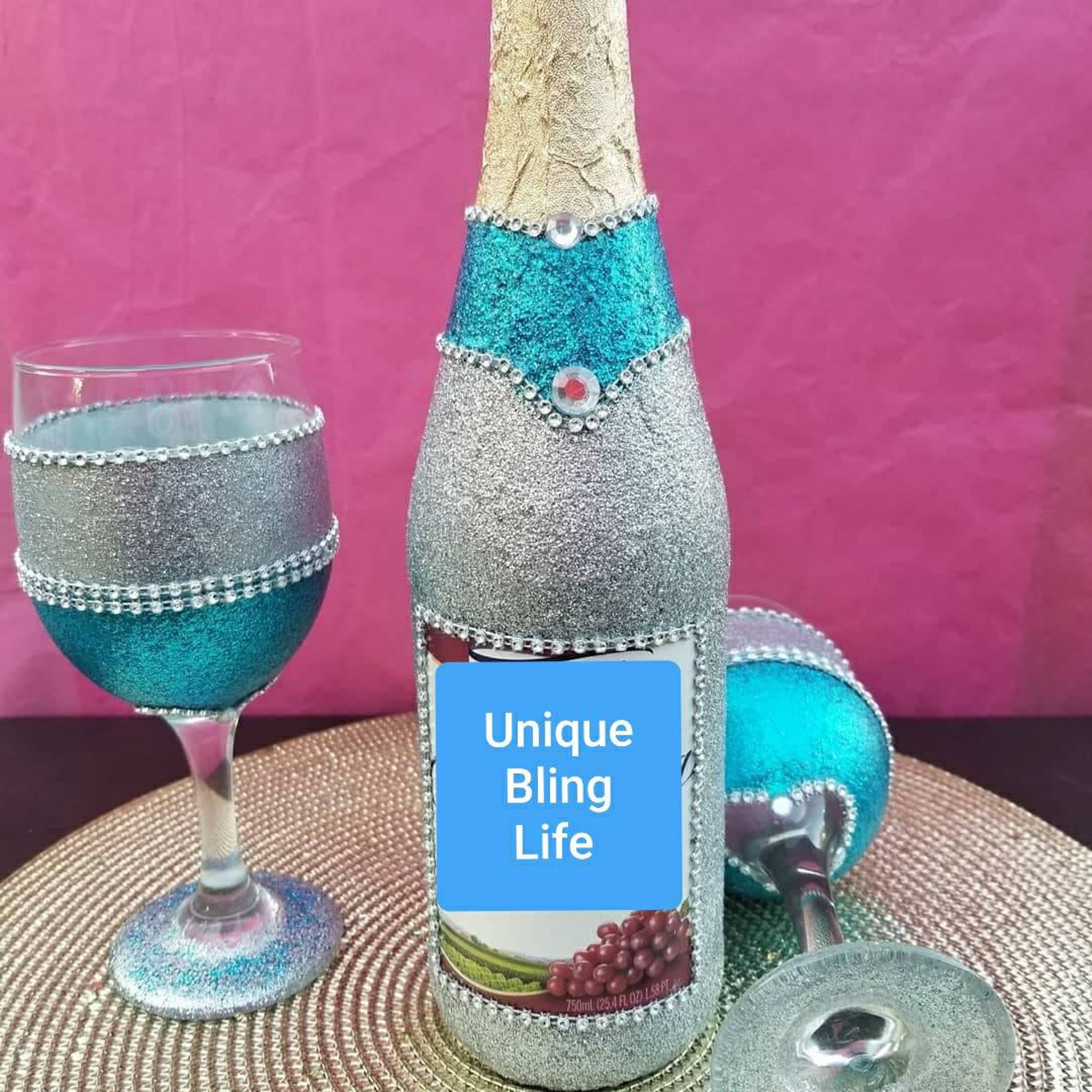 Glittered Bling Bottle & Glassware Sets - Etsy
