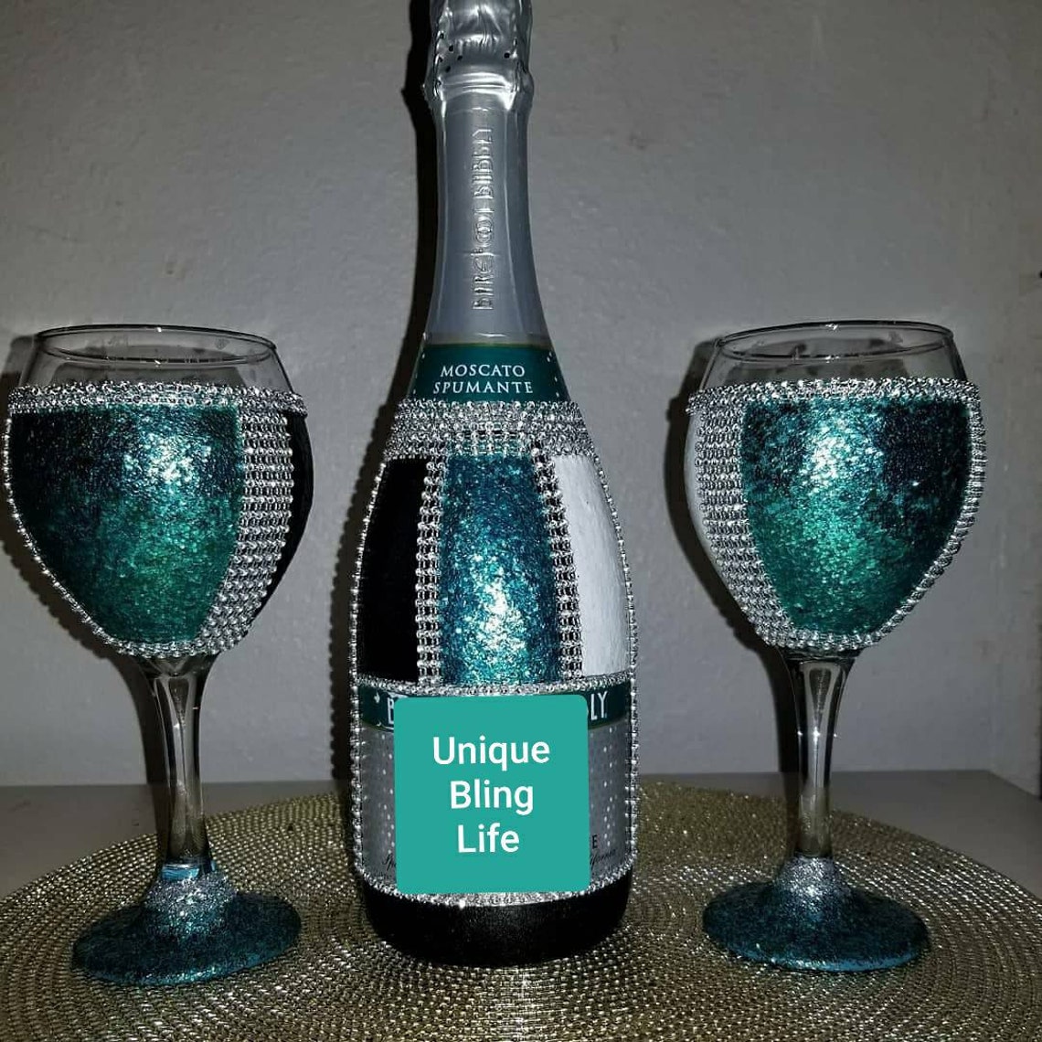 Glittered Bling Bottle & Glassware Sets | Etsy