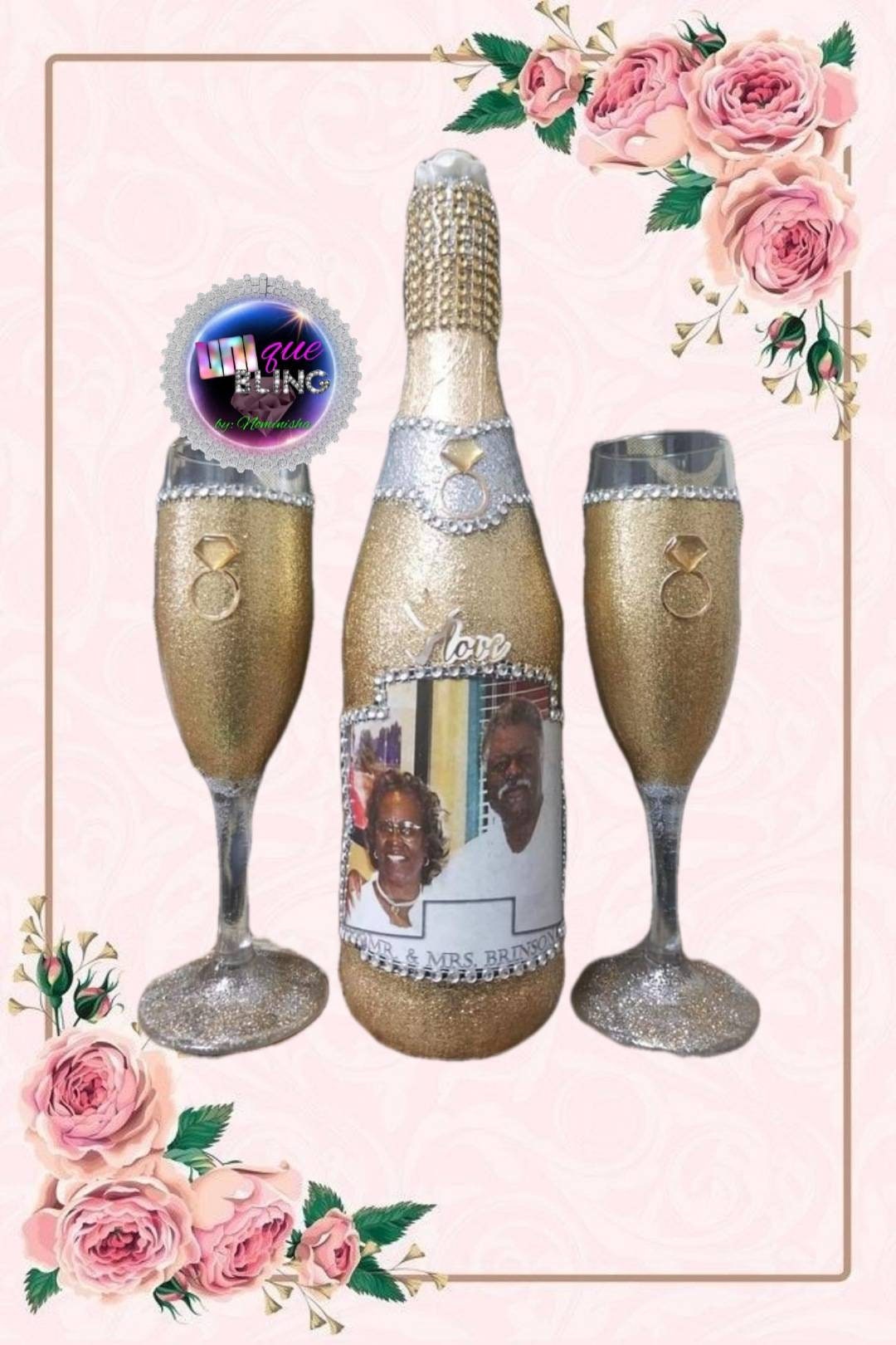 Glittered Bling Bottle & Glassware Sets - Etsy