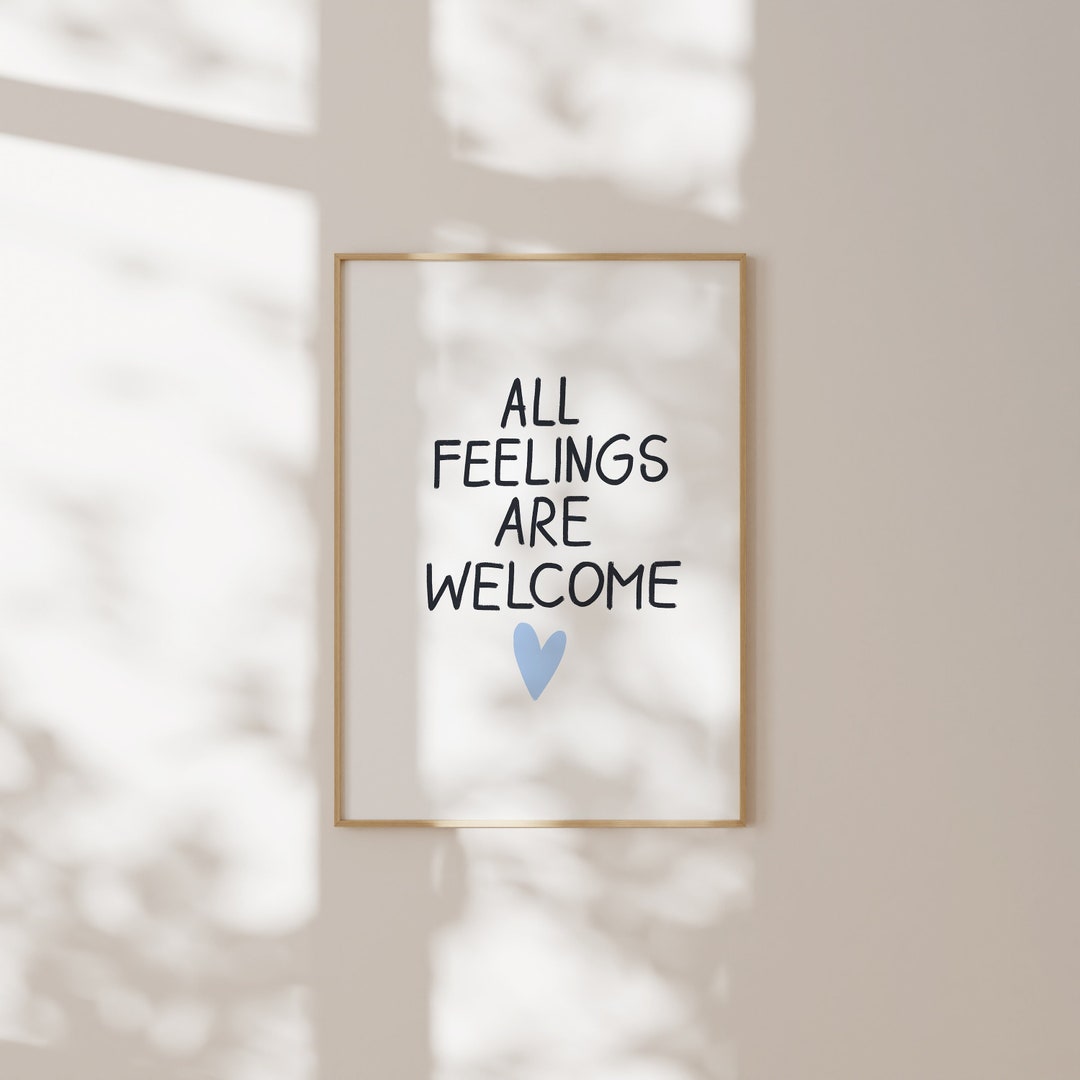 ALL FEELINGS Are WELCOME Print Printable Wall Art Therapy Office ...
