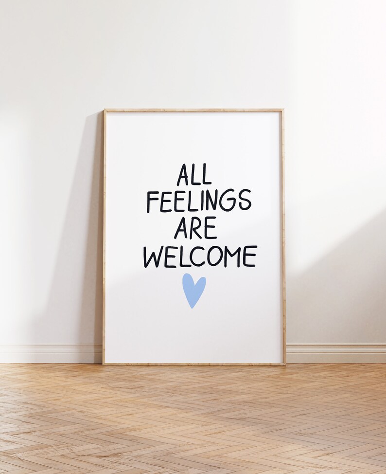 ALL FEELINGS Are WELCOME Print Printable Wall Art Therapy Office ...
