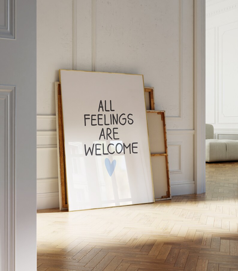 ALL FEELINGS Are WELCOME Print Printable Wall Art Therapy Office ...