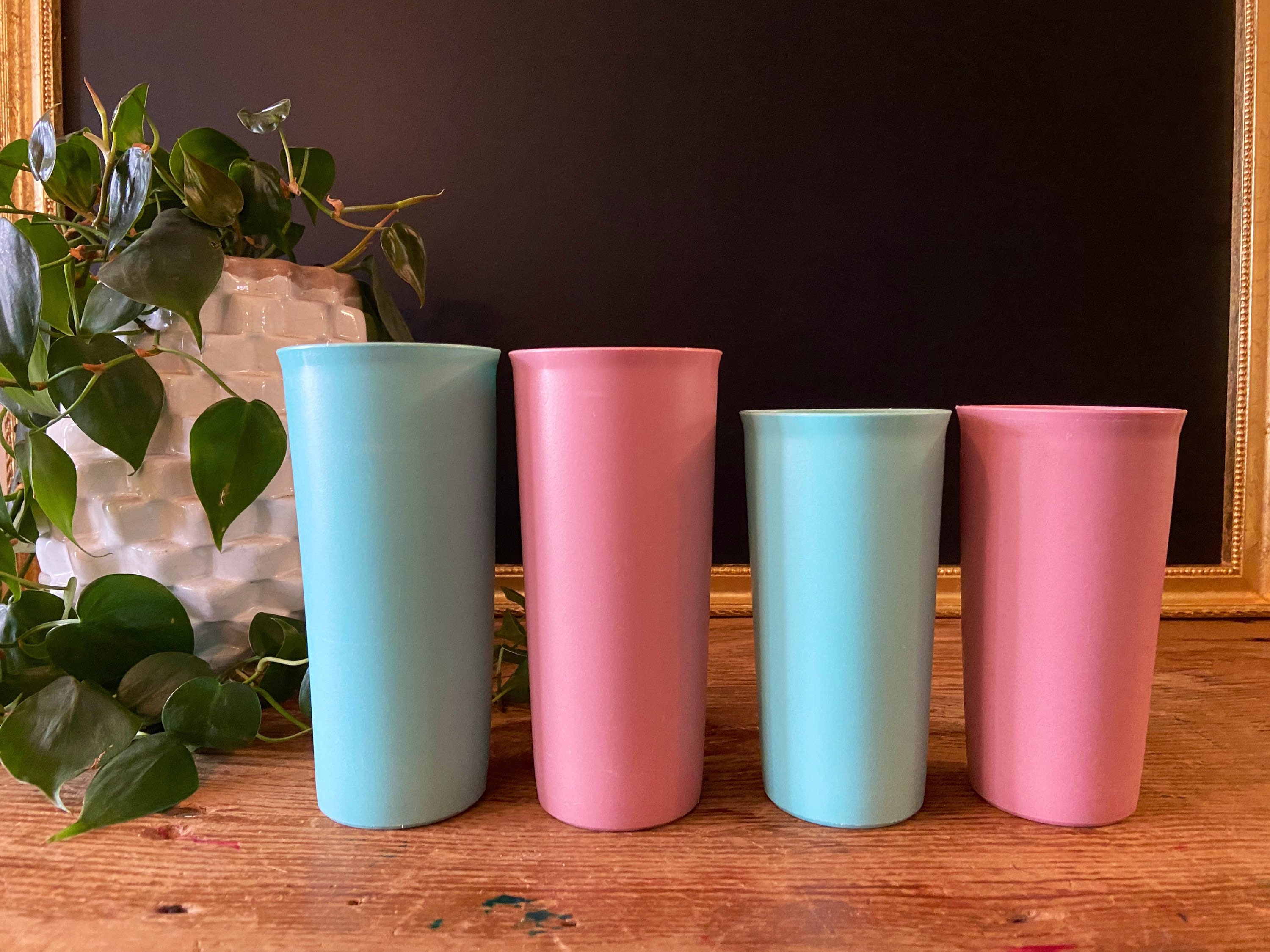 Retro, Vintage, 1980, Tupperware, Tumblers, Teal, Pink, 115, 116, Cup ...