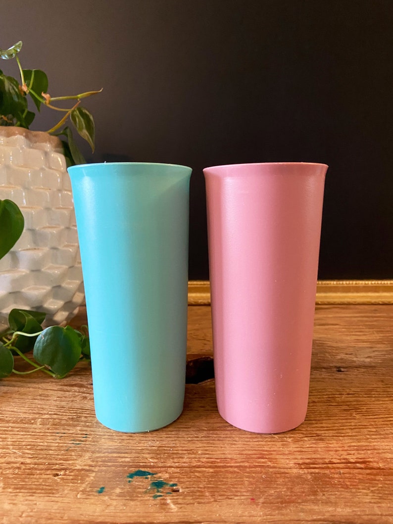 Retro, Vintage, 1980, Tupperware, Tumblers, Teal, Pink, 115, 116, Cup ...