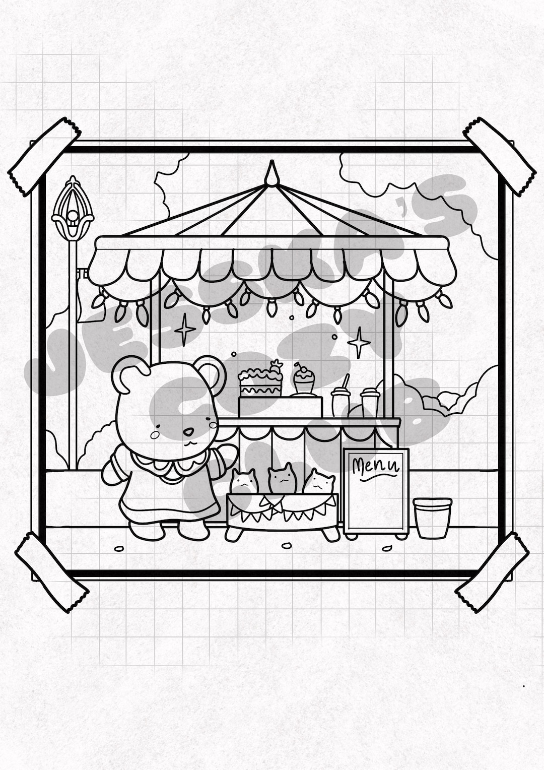 Fun Stall Colouring Page Printable Jpg File - Etsy