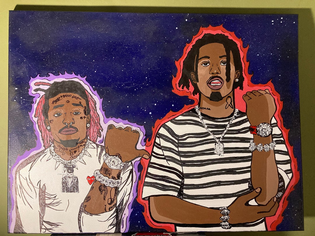 Carti & Uzi Anime Style Painting Acrylic 24x48 Inches - Etsy