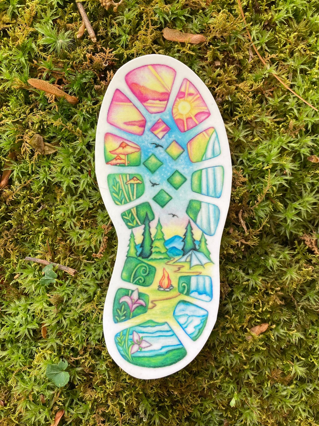 Hiking Boot Print Sticker - Etsy