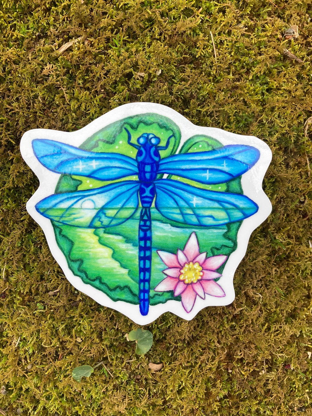 Dragonfly on Lily Pad Sticker - Etsy