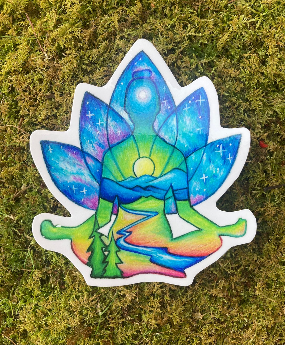 Mountain Meditation Sticker. - Etsy