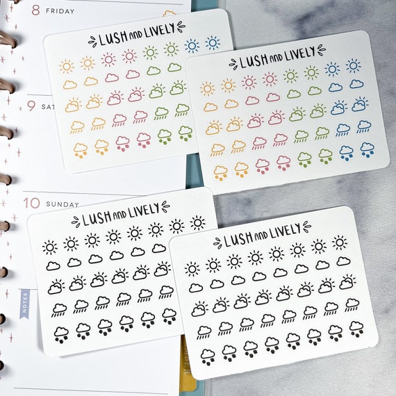 Paper & Party Supplies Paper Weather Tracker Stickers Cute Cloud Bullet ...