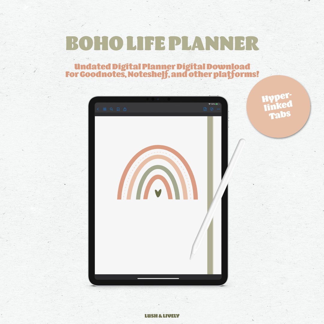 Undated Digital Planner // Boho Digital Planner // Life Planner ...