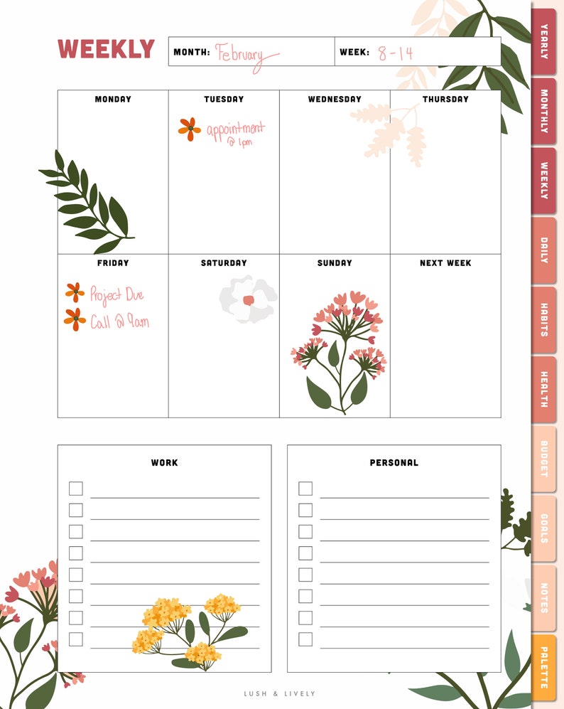 Digital Stickers // Floral Sticker Pack // Digital Goodnotes | Etsy