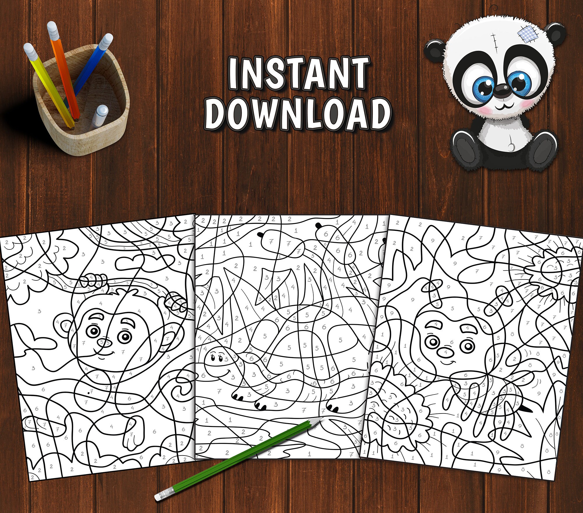 Printable Animal Color by Numbers Coloring Book 35 PDF - Etsy