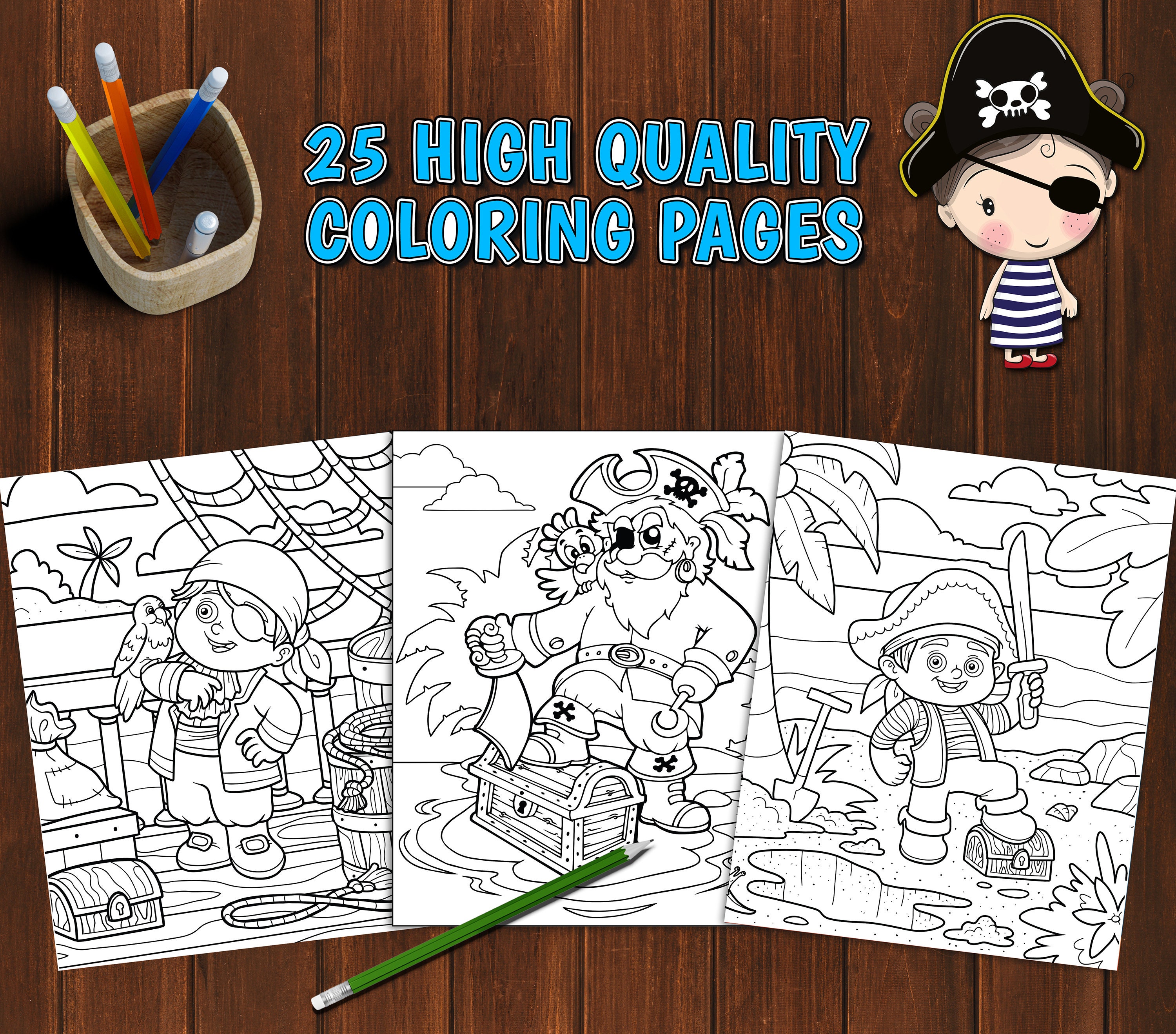 Printable Pirate Coloring Book 25 PDF Coloring Pages - Etsy