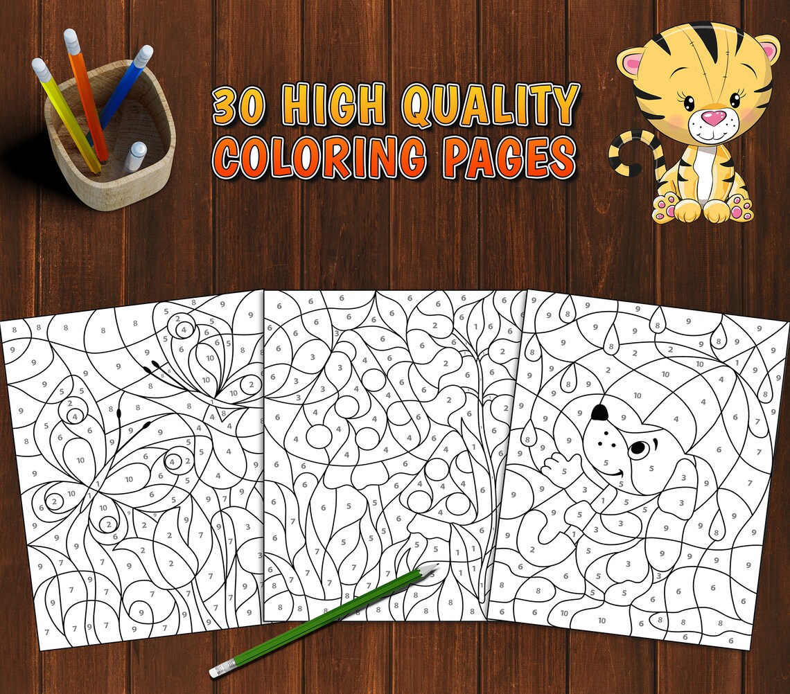 Printable Color by Numbers Coloring Book A-Z | 30 PDF Coloring Pages ...