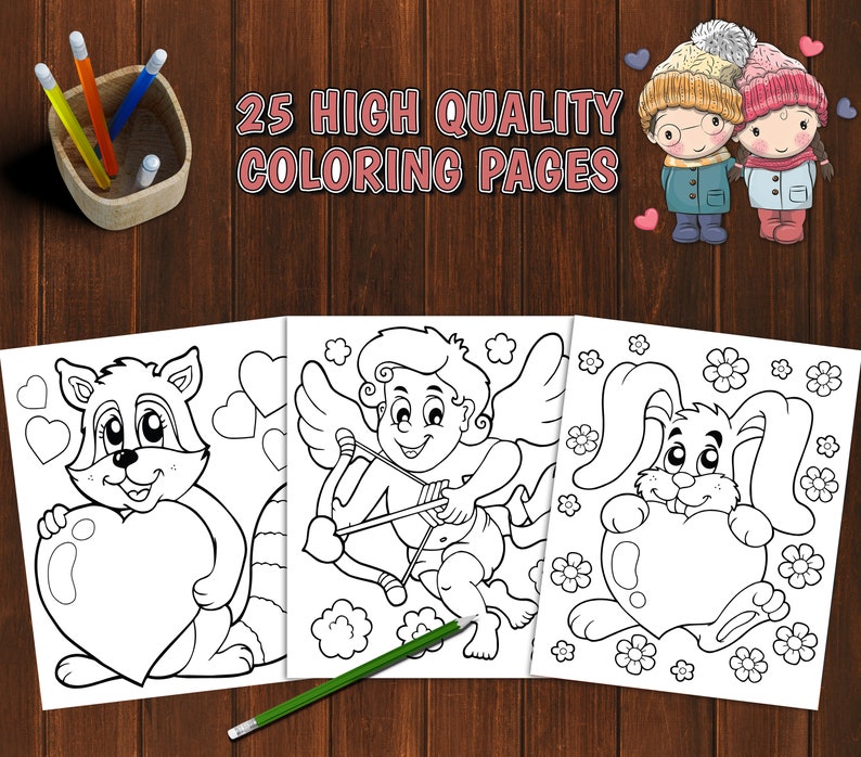 Printable Valentine's Day Coloring Book for Kids | 25 Coloring Pages ...