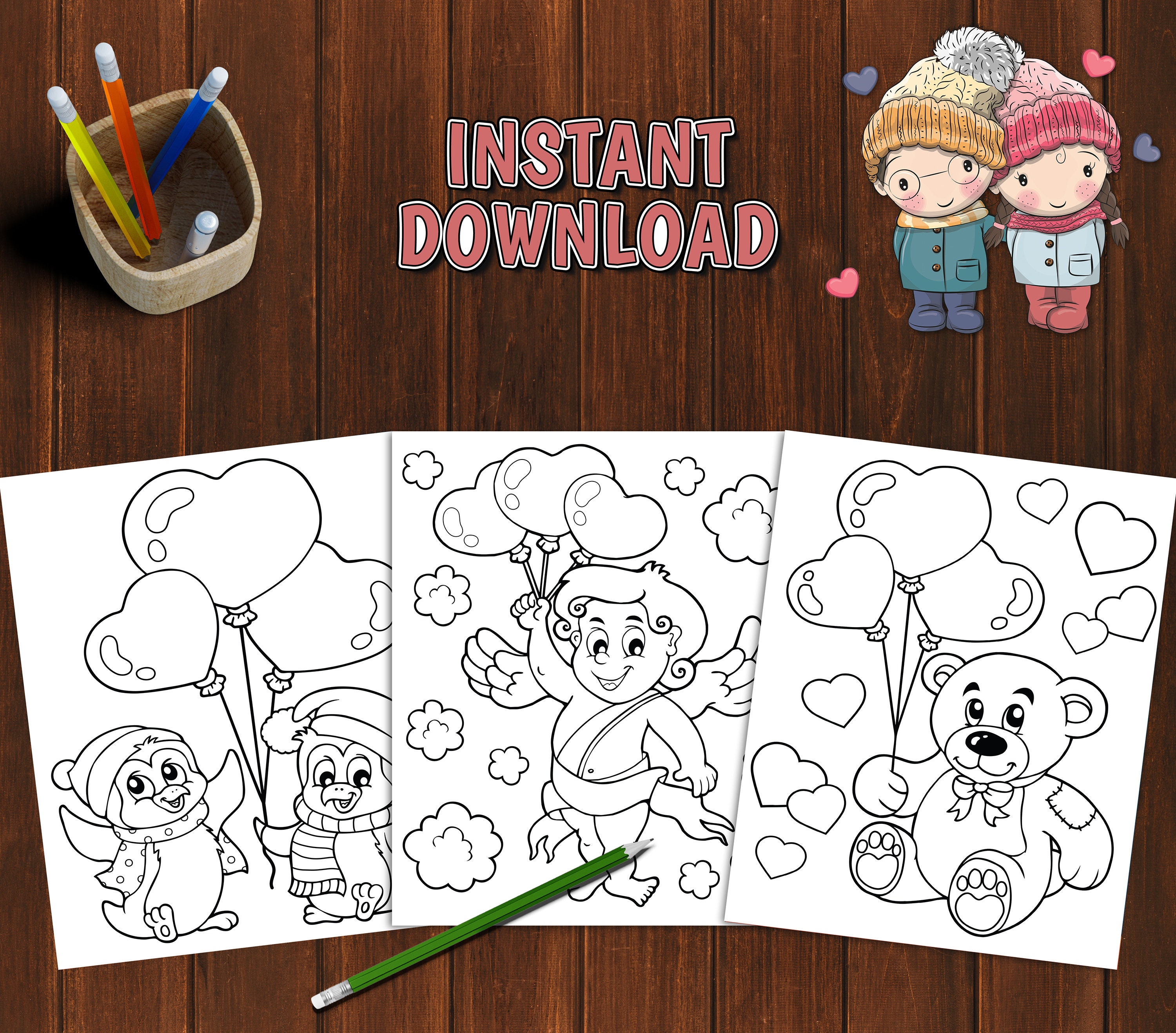 Printable Valentine's Day Coloring Book for Kids 25 - Etsy