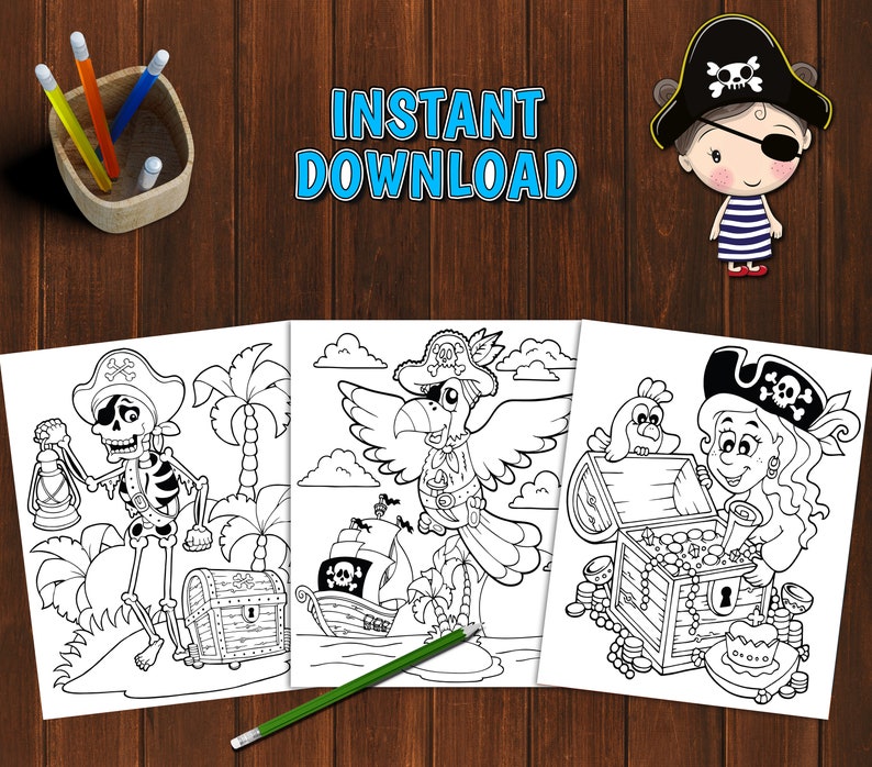 Printable Pirate Coloring Book 25 PDF Coloring Pages - Etsy