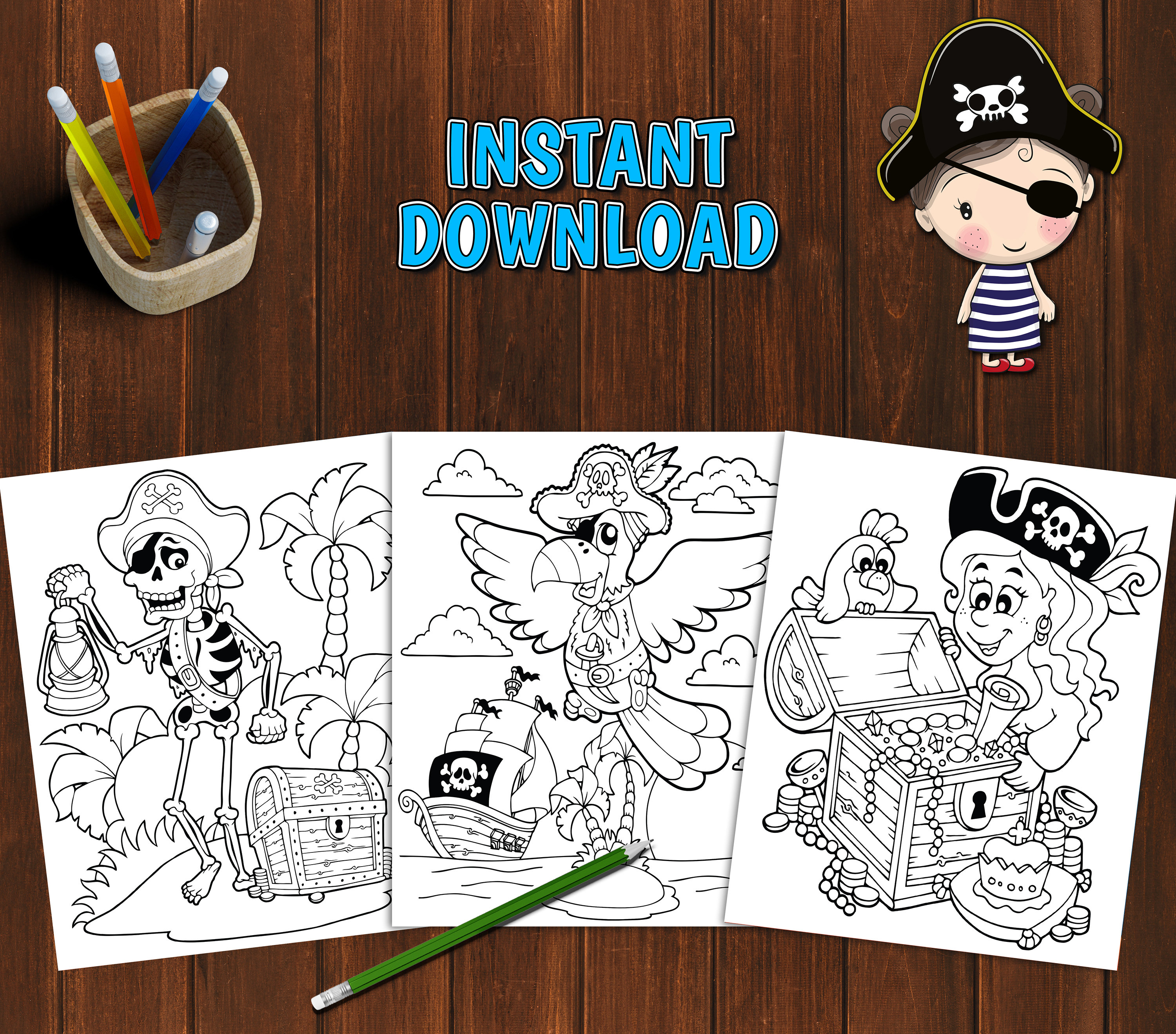Printable Pirate Coloring Book 25 PDF Coloring Pages - Etsy