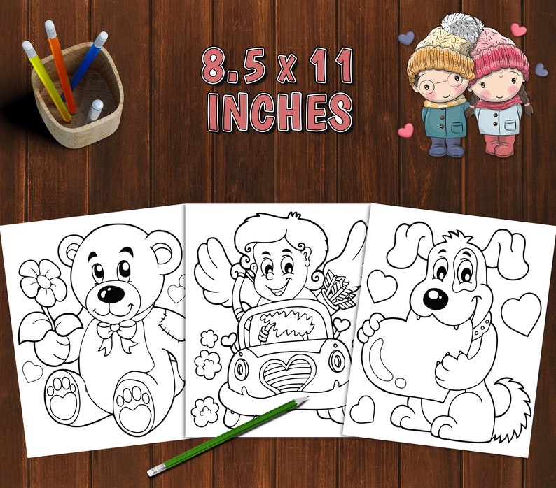 Printable Valentine's Day Coloring Book for Kids 25 Coloring Pages PDF ...