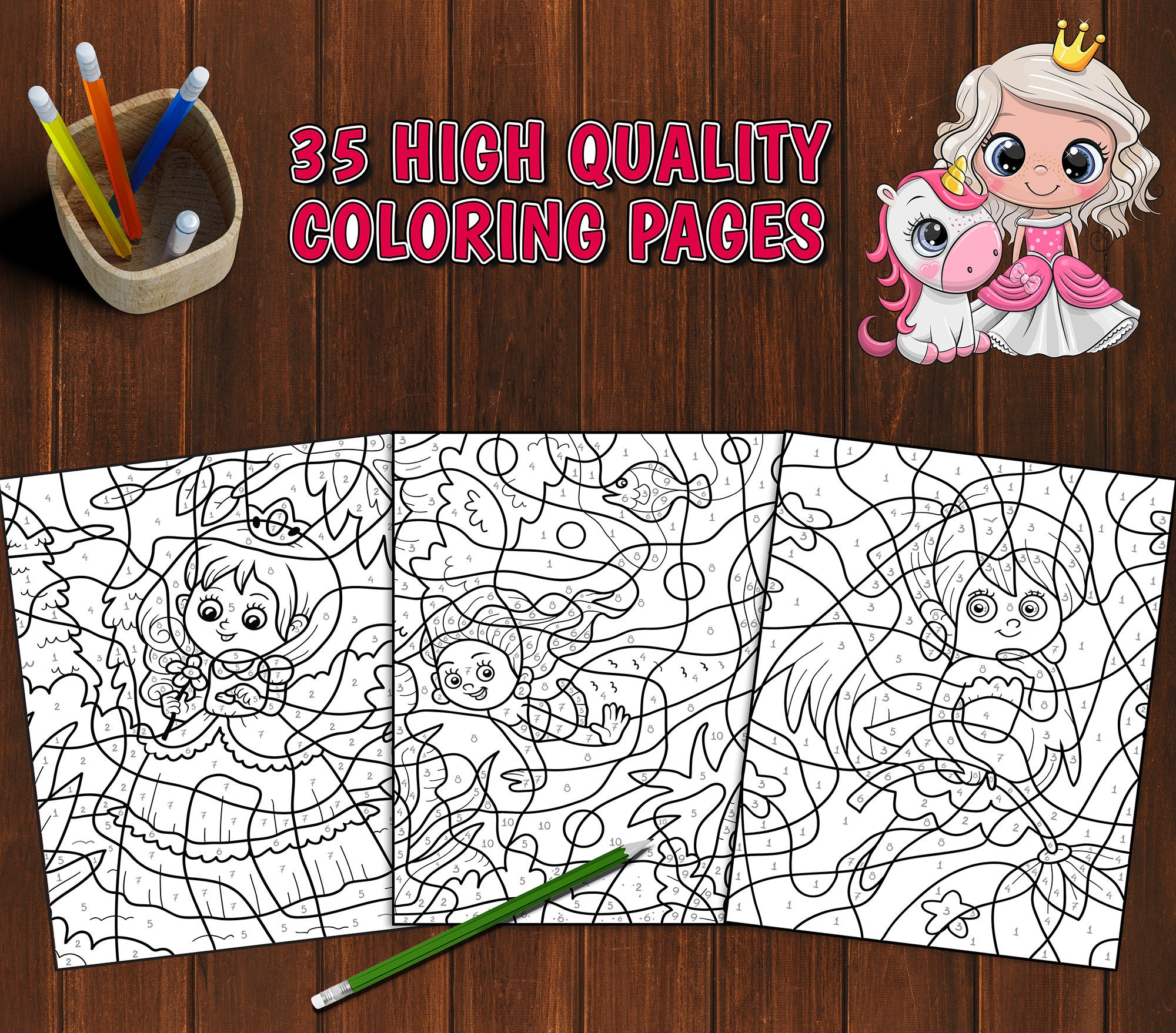 Printable Color by Numbers Coloring Book 35 PDF Coloring - Etsy