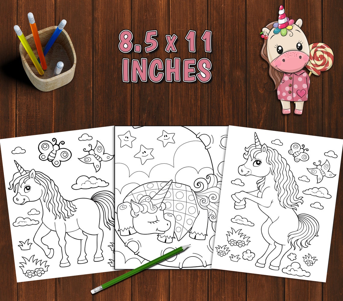 Printable Unicorn Coloring Book 25 Coloring Pages PDF 8.5 X 11 21.6 X ...