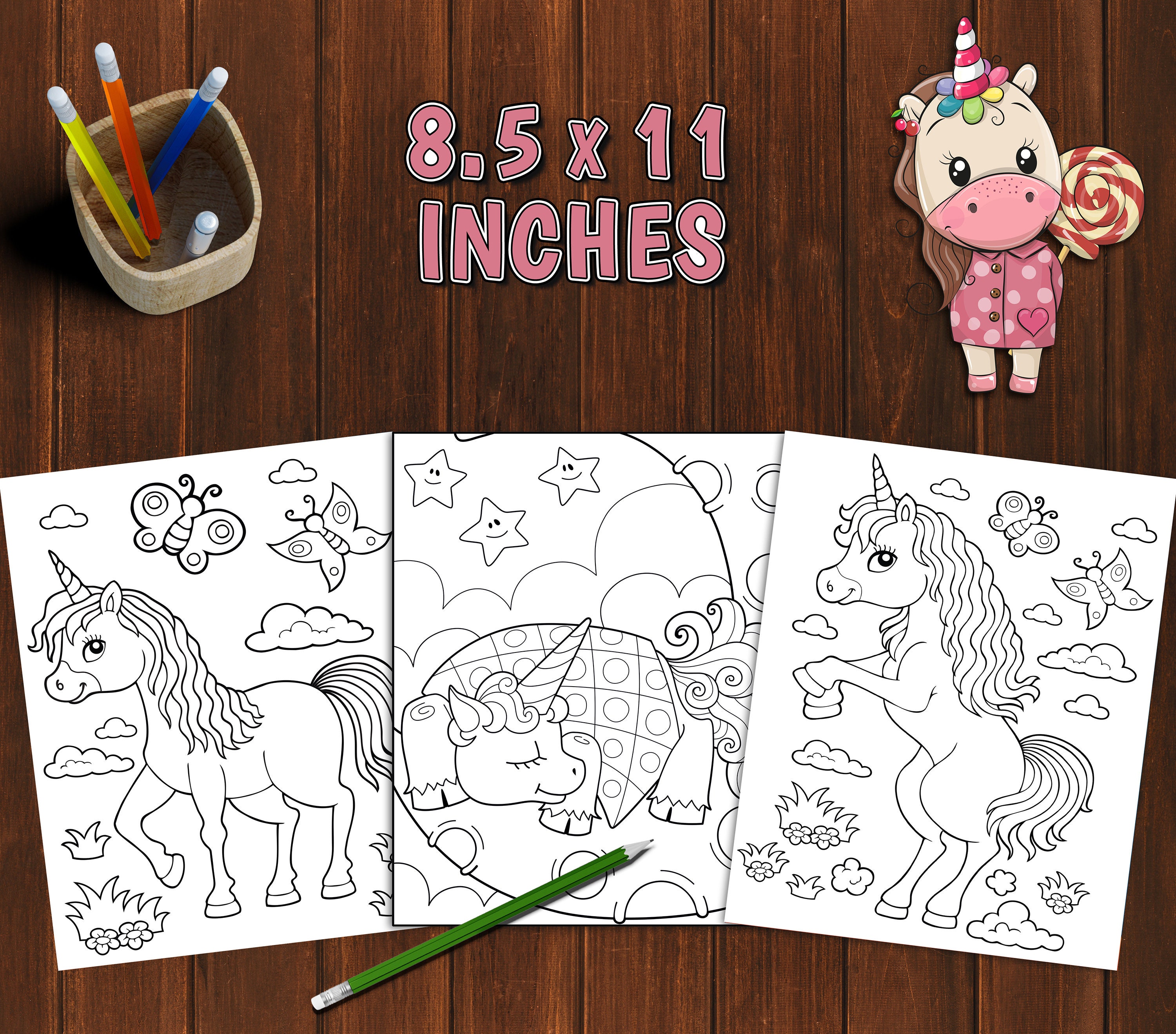 Printable Unicorn Coloring Book 25 Coloring Pages PDF 8.5 X 11 21.6 X ...