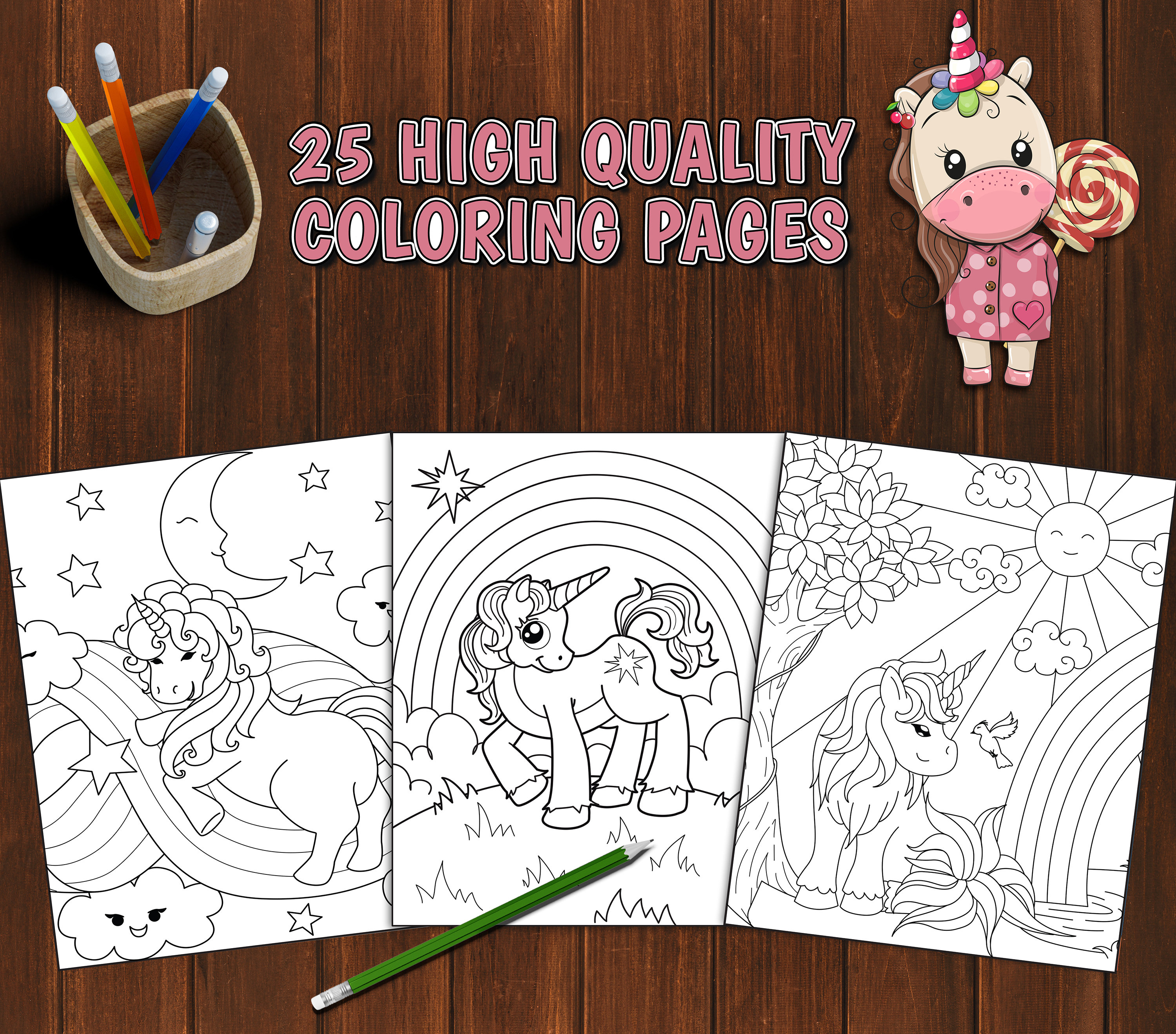 Printable Unicorn Coloring Book 25 Coloring Pages PDF 8.5 X 11 21.6 X ...