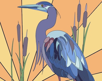 blue heron coloring page printable