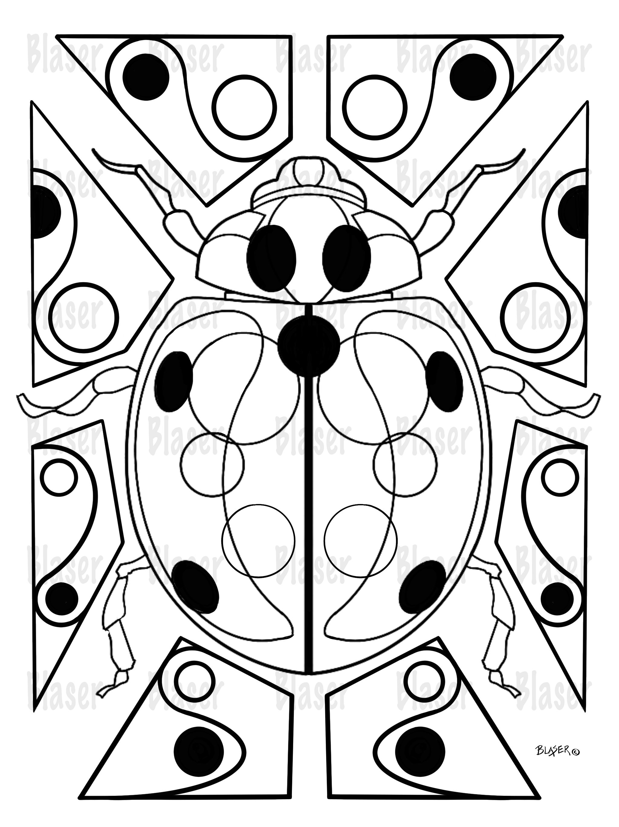Ladybug Coloring Page, Printable, Instant Digital Download, Adults and ...