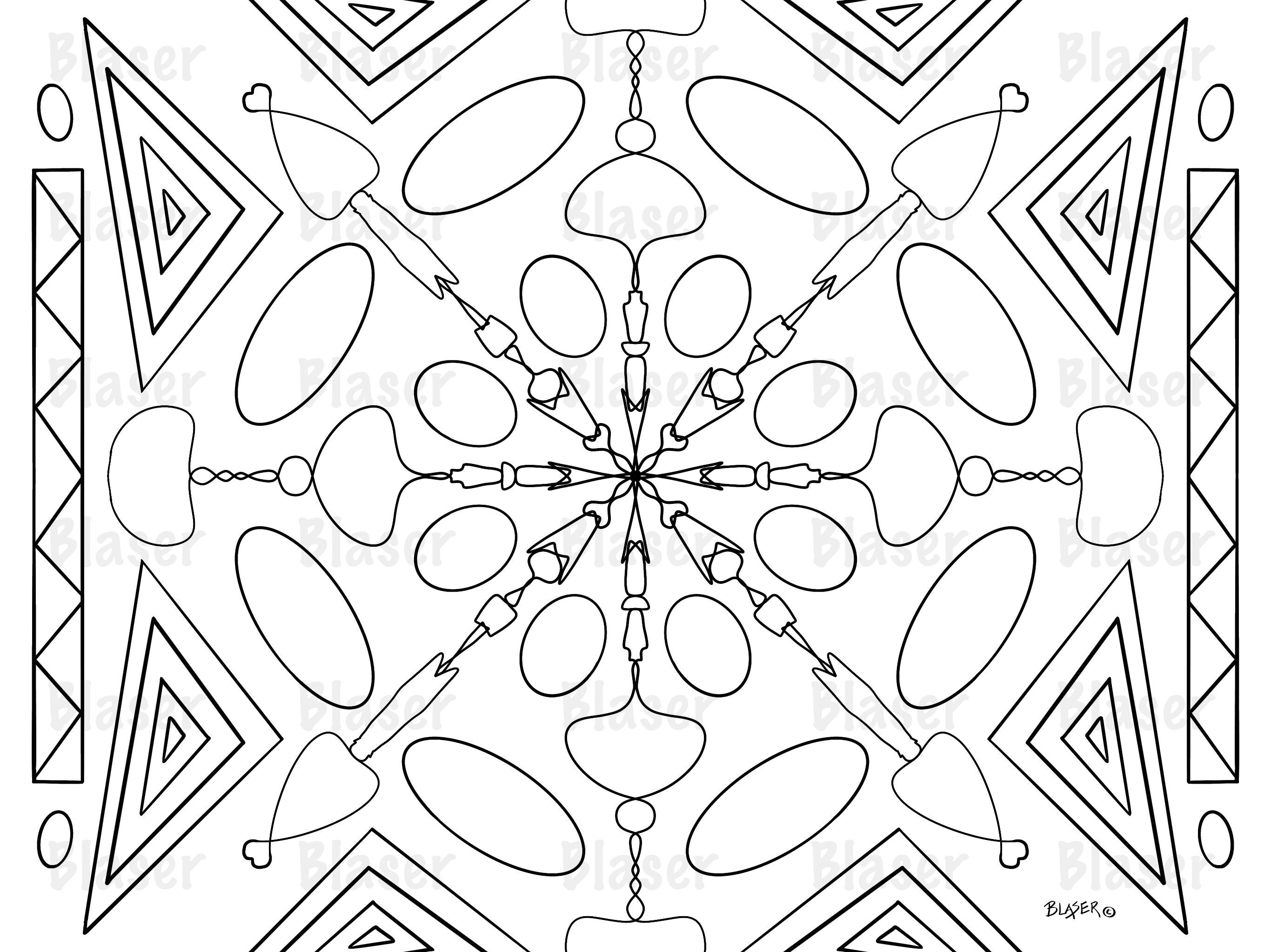 Coloring Page Abstract Design Printable Symmetrical | Etsy
