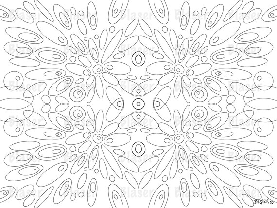 Coloring Page Abstract Design Printable Symmetrical | Etsy