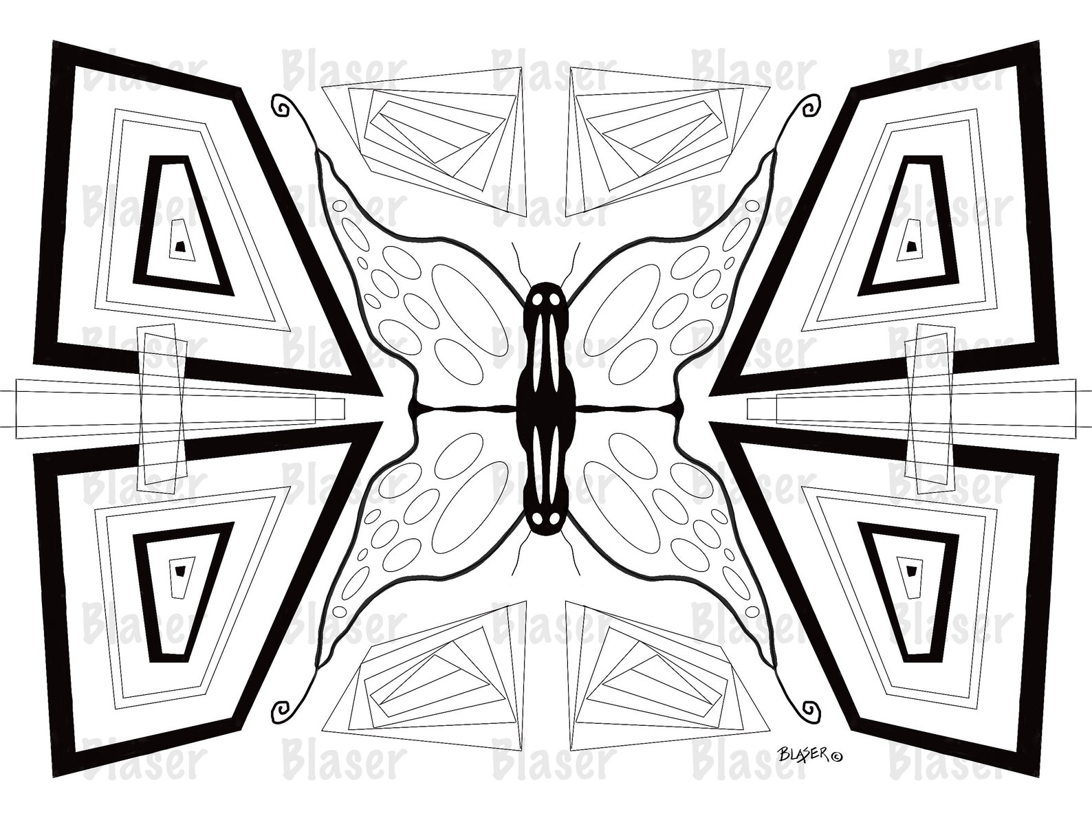 Coloring Page, Butterfly, Printable, Symmetrical, Coloring, Digital ...