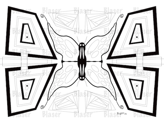 Coloring Page Butterfly Printable Symmetrical Coloring | Etsy