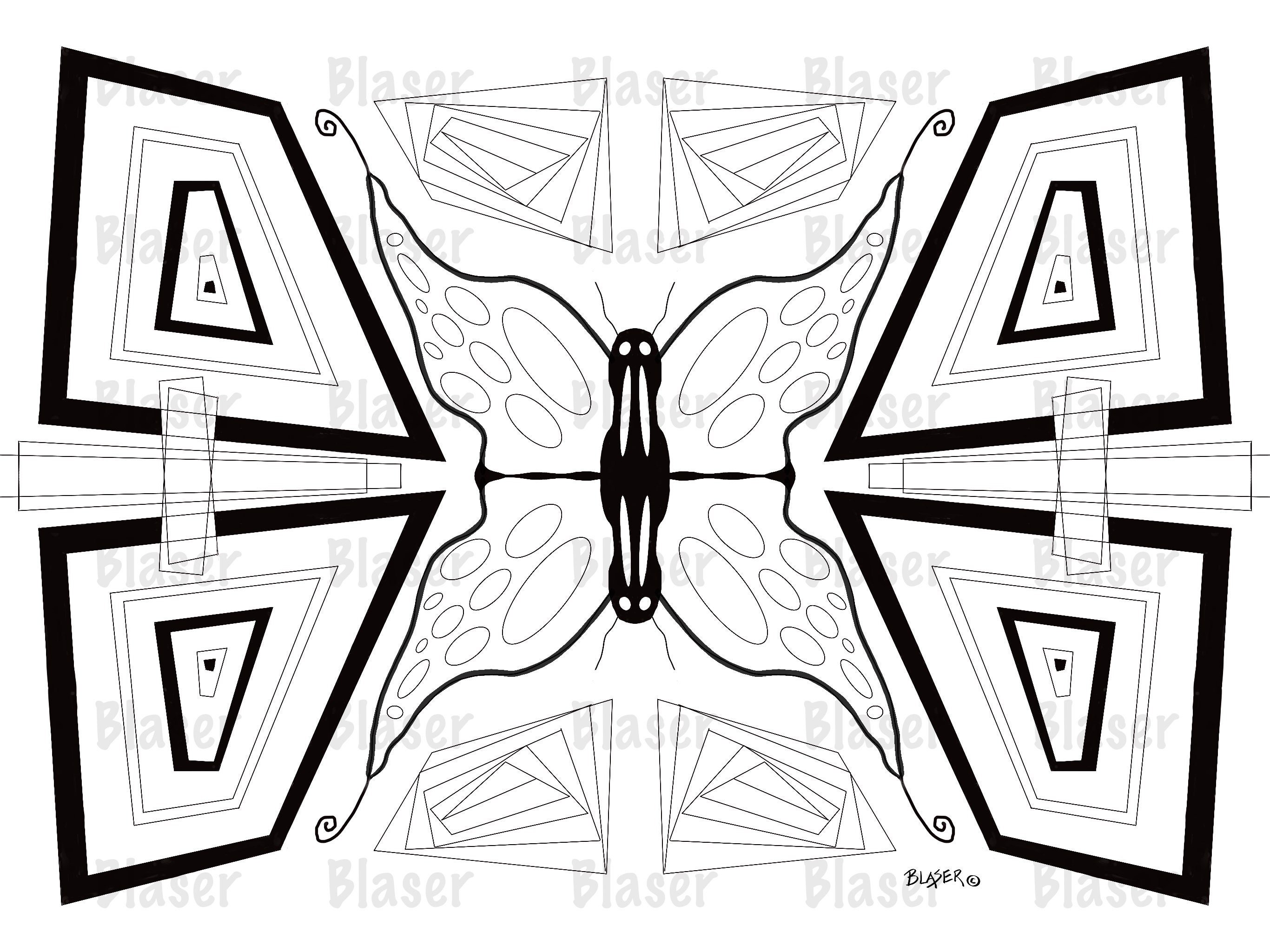 Coloring Page, Butterfly, Printable, Symmetrical, Coloring, Digital ...