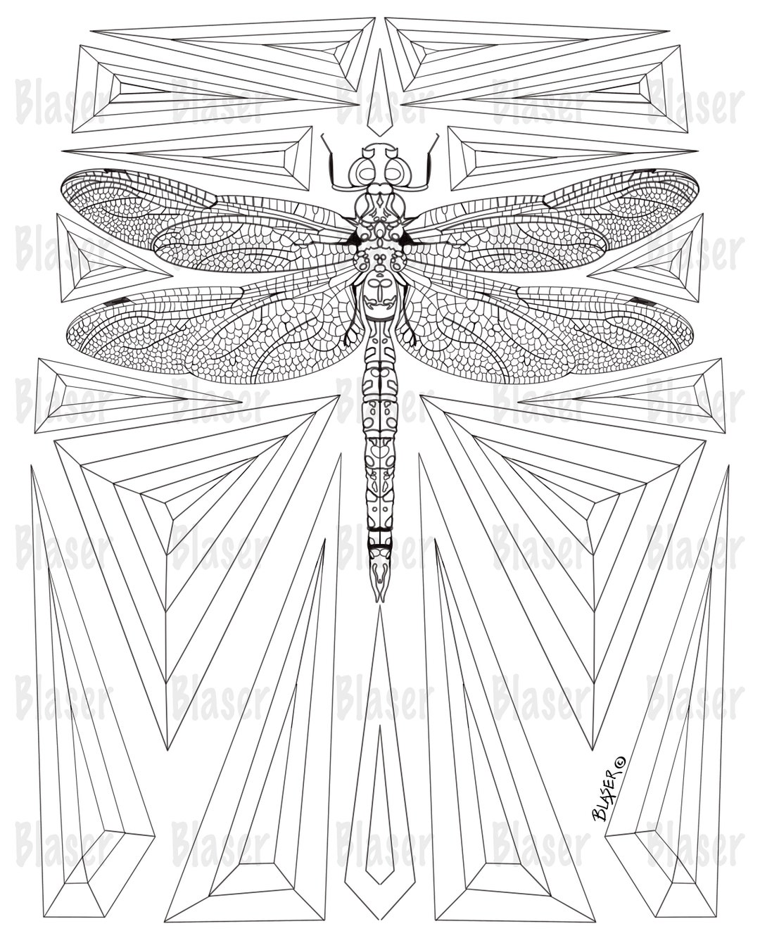 Dragonfly Coloring Page, Instant Digital Download Coloring Page, Adults ...