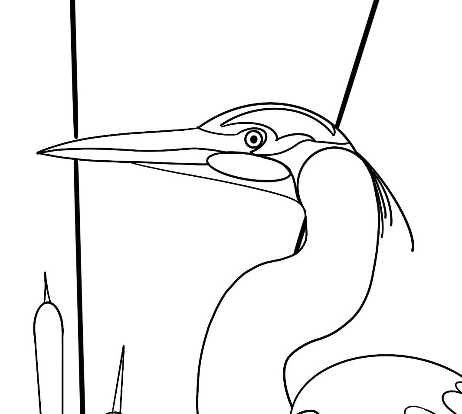 Great Blue Heron Coloring Page, Instant Digital Download, Printable ...