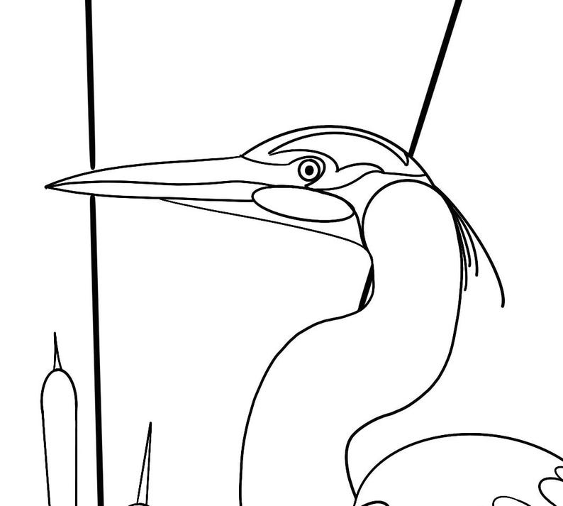Great Blue Heron Coloring Page, Instant Digital Download, Printable ...
