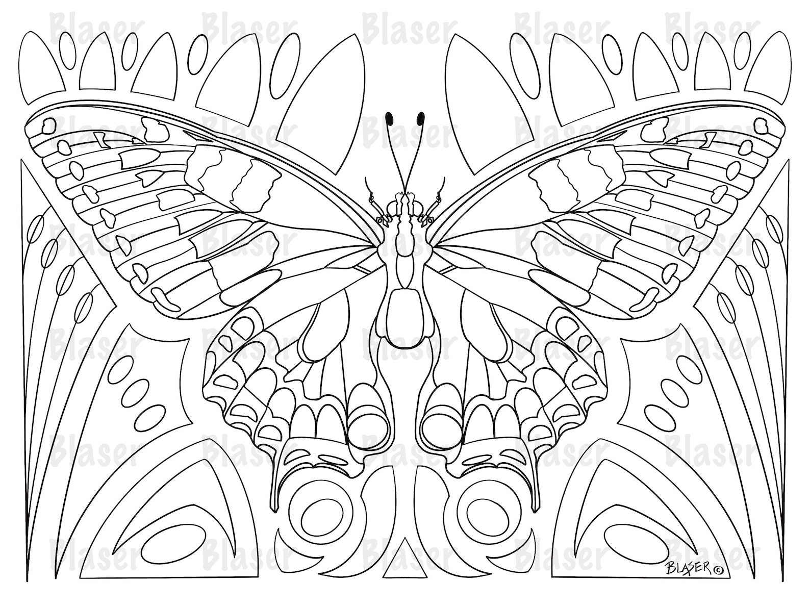 Coloring Page, Butterfly, Printable, Symmetrical, Coloring, Digital ...