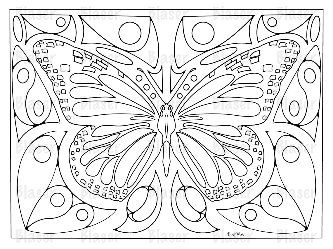Coloring Page, Butterfly, Printable, Symmetrical, Coloring, Digital ...