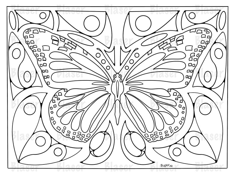 Coloring Page Butterfly Printable Symmetrical Coloring | Etsy