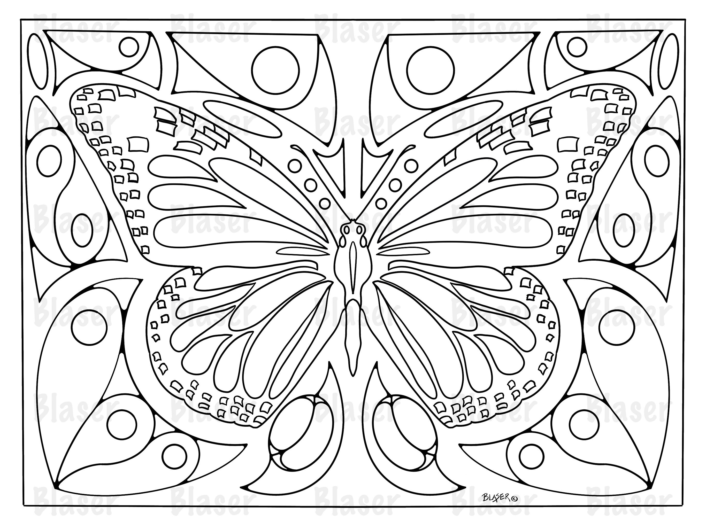 Coloring Page, Butterfly, Printable, Symmetrical, Coloring, Digital ...