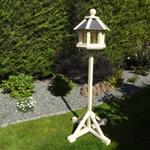 Bird Table, Country Cream Hexagonal Bird Table, Birdhouse With a ...