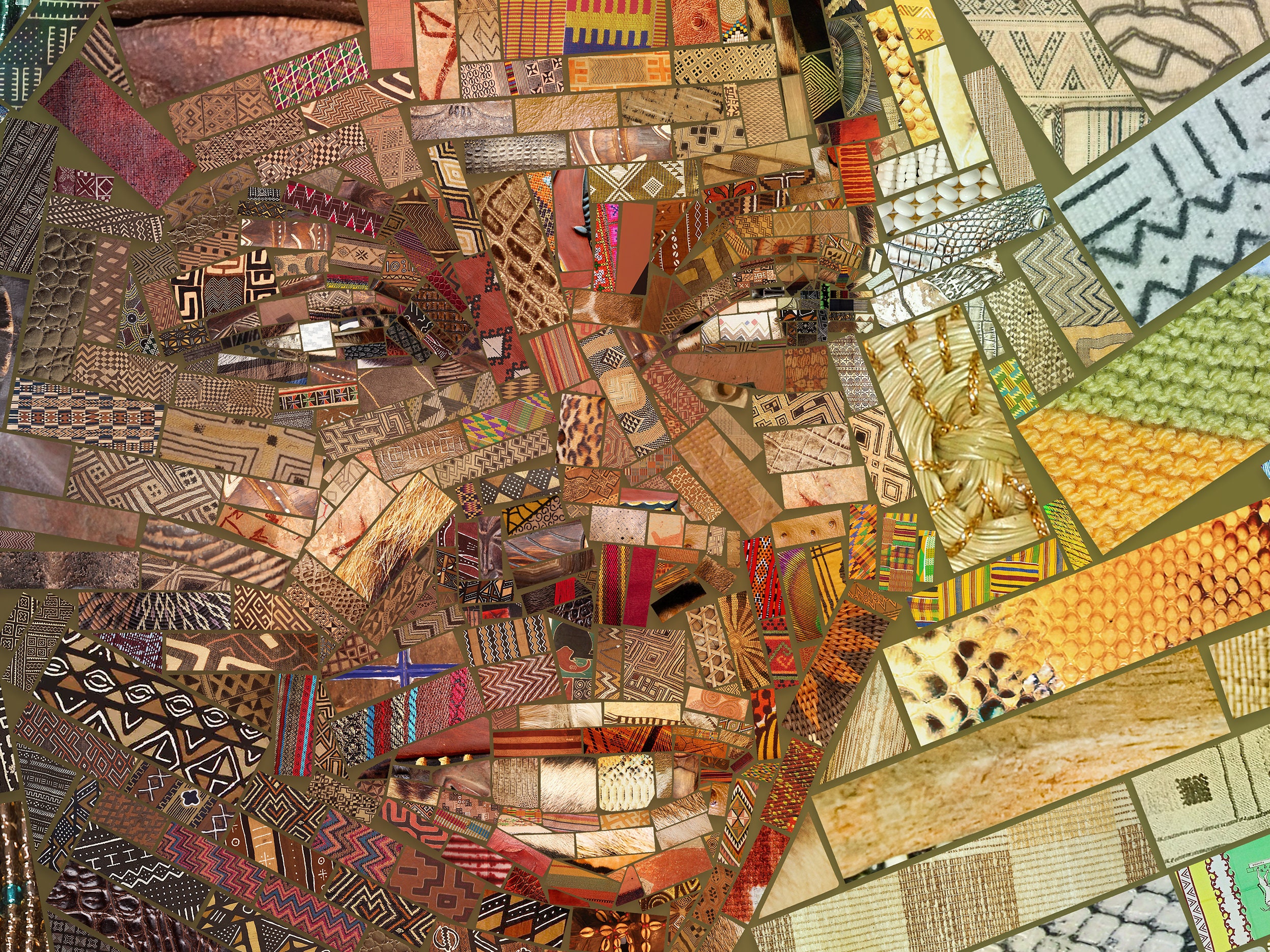 African Culture Wall Art in a Complex Mosaic Painting, Woman Carrying ...